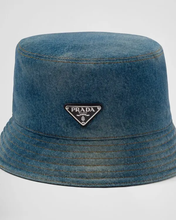 PRADA DENIM BUCKET HAT LIGHT BLUE\